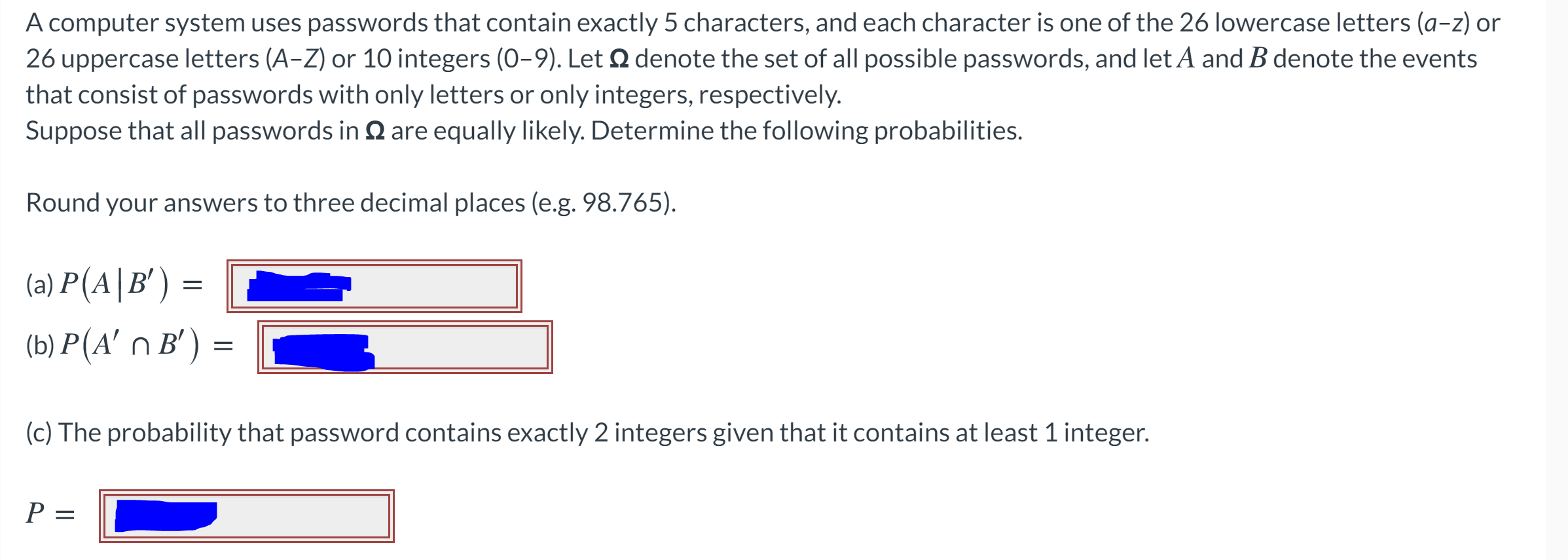 Solved A computer system uses passwords that contain exactly | Chegg.com