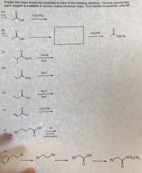 Solved Predict the major product(s) expected for each of the | Chegg.com