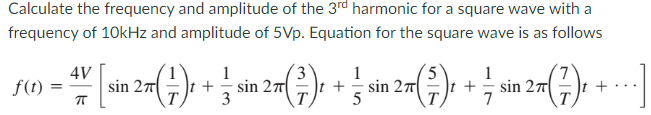 Solved Calculate the frequency and amplitude of the 3rd | Chegg.com