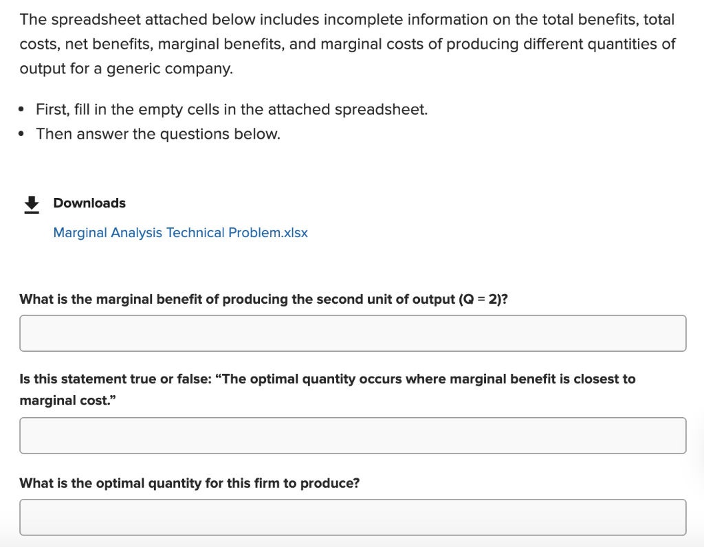 Solved The spreadsheet attached below includes incomplete | Chegg.com