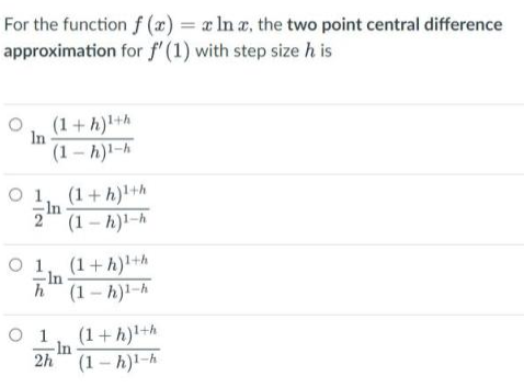 Solved For the function f (x) = x In 2, the two point | Chegg.com