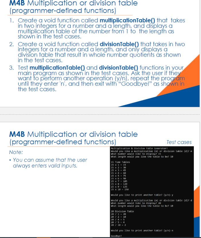 Solved M4B Multiplication or division table | Chegg.com