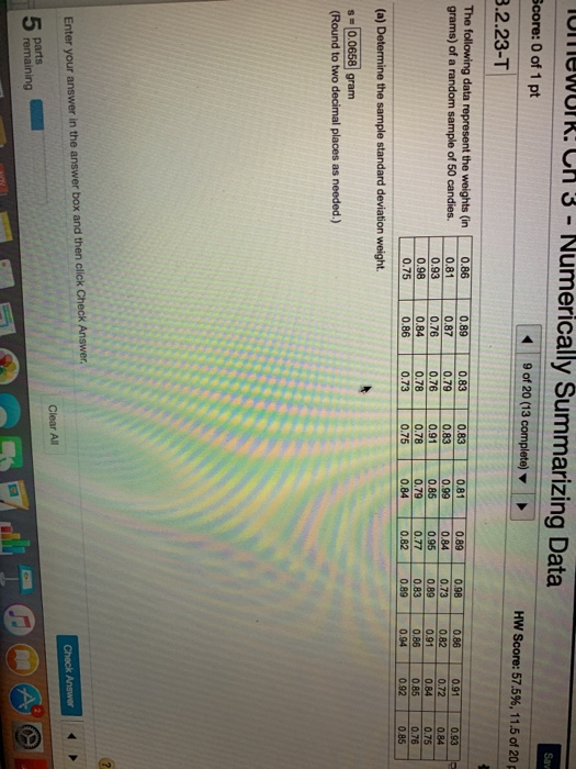 Solved UmeWURRICH 3- Numerically Summarizing Data core: 0 of | Chegg.com