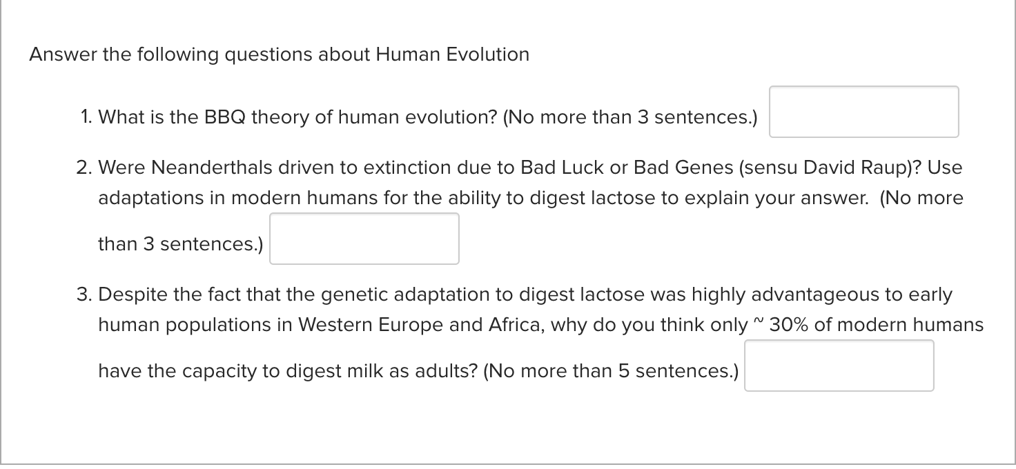 Solved Answer the following questions about Human Evolution | Chegg.com