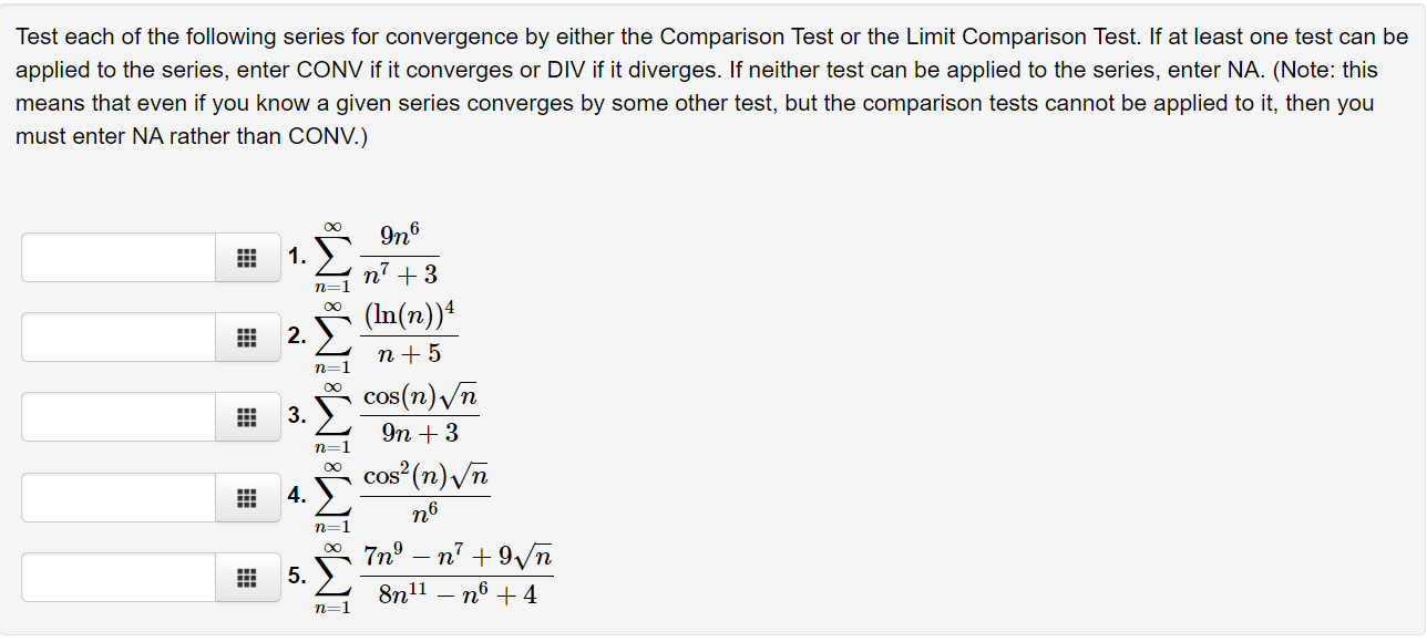 Solved Test each of the following series for convergence by | Chegg.com