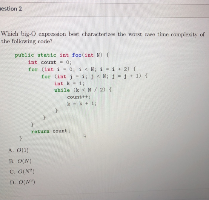 Solved Which big-O expression best characterizes the worst | Chegg.com