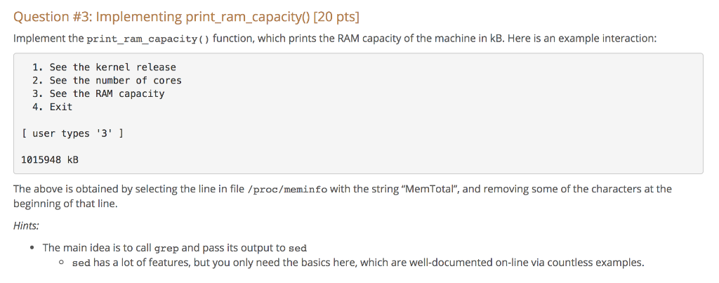 Solved Question #3: Implementing print-ram-capacity() [20 | Chegg.com
