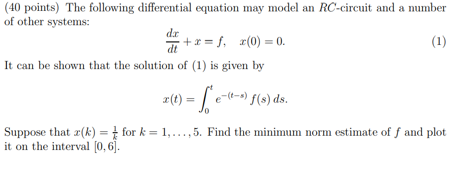 The following differential equation may model an | Chegg.com