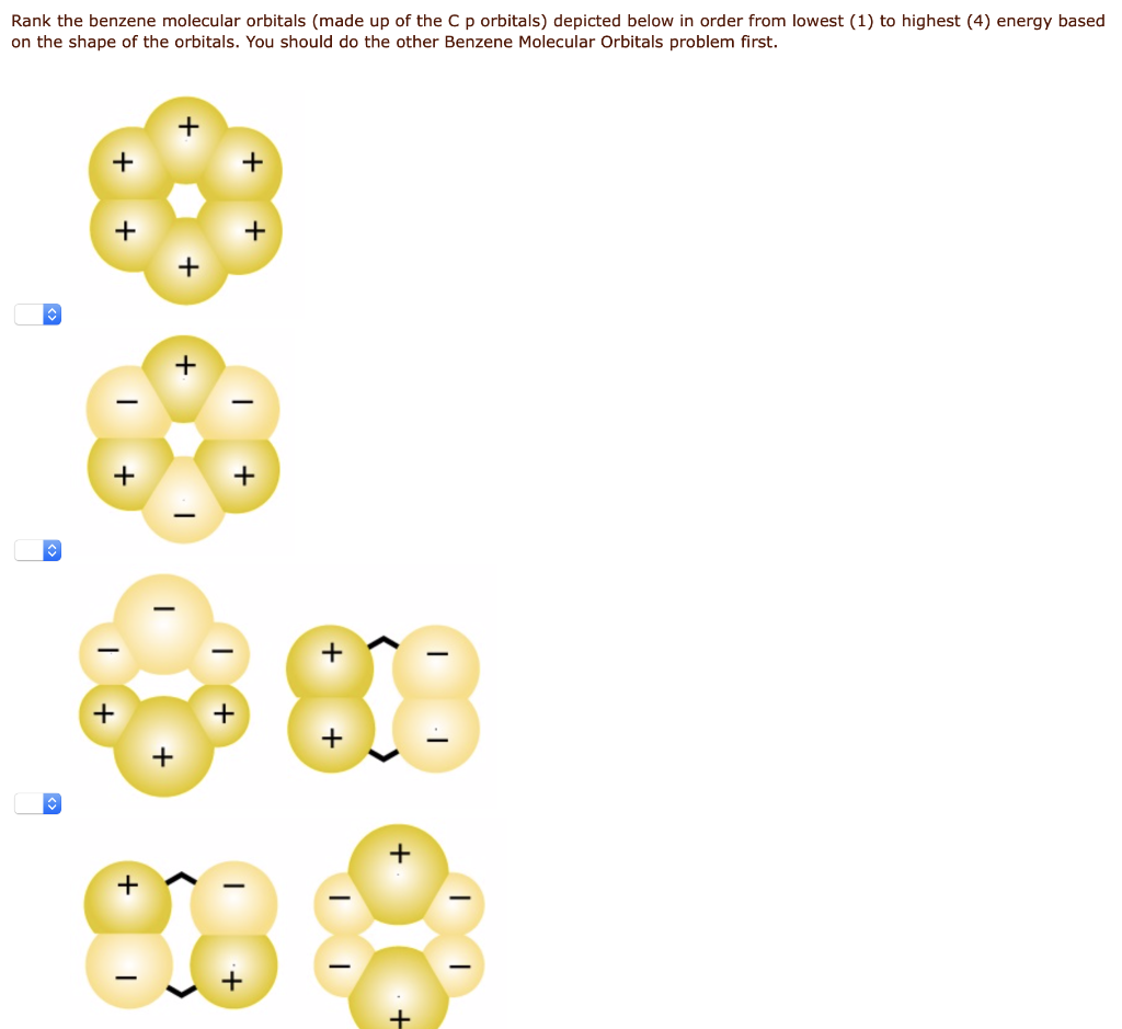 Solved Rank the benzene molecular orbitals (made up of the C | Chegg.com