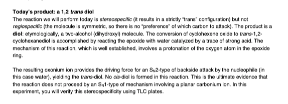 Solved Today's product: a 1,2 trans diol The reaction we | Chegg.com