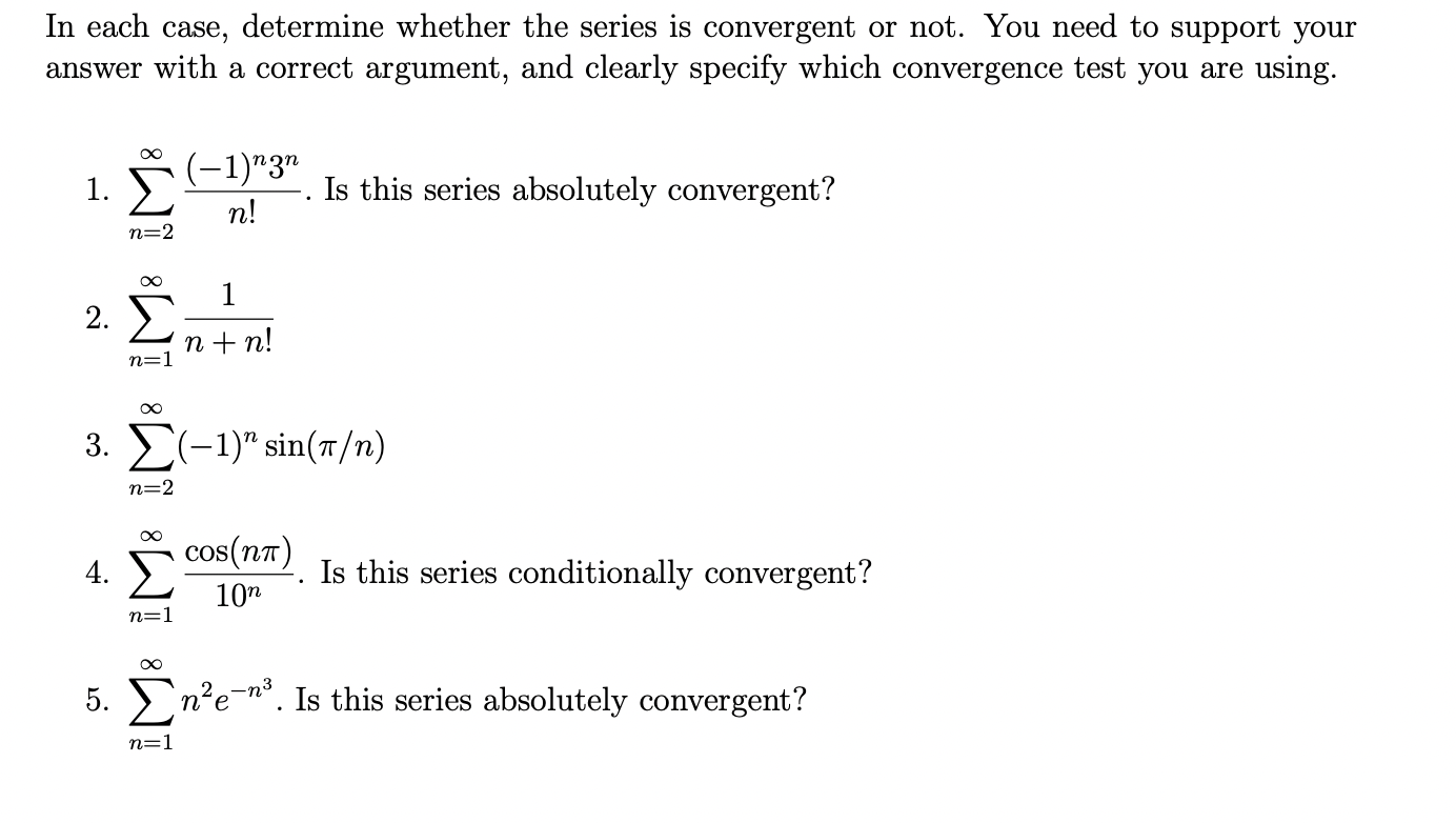 Solved In ﻿each case, determine whether the series is | Chegg.com