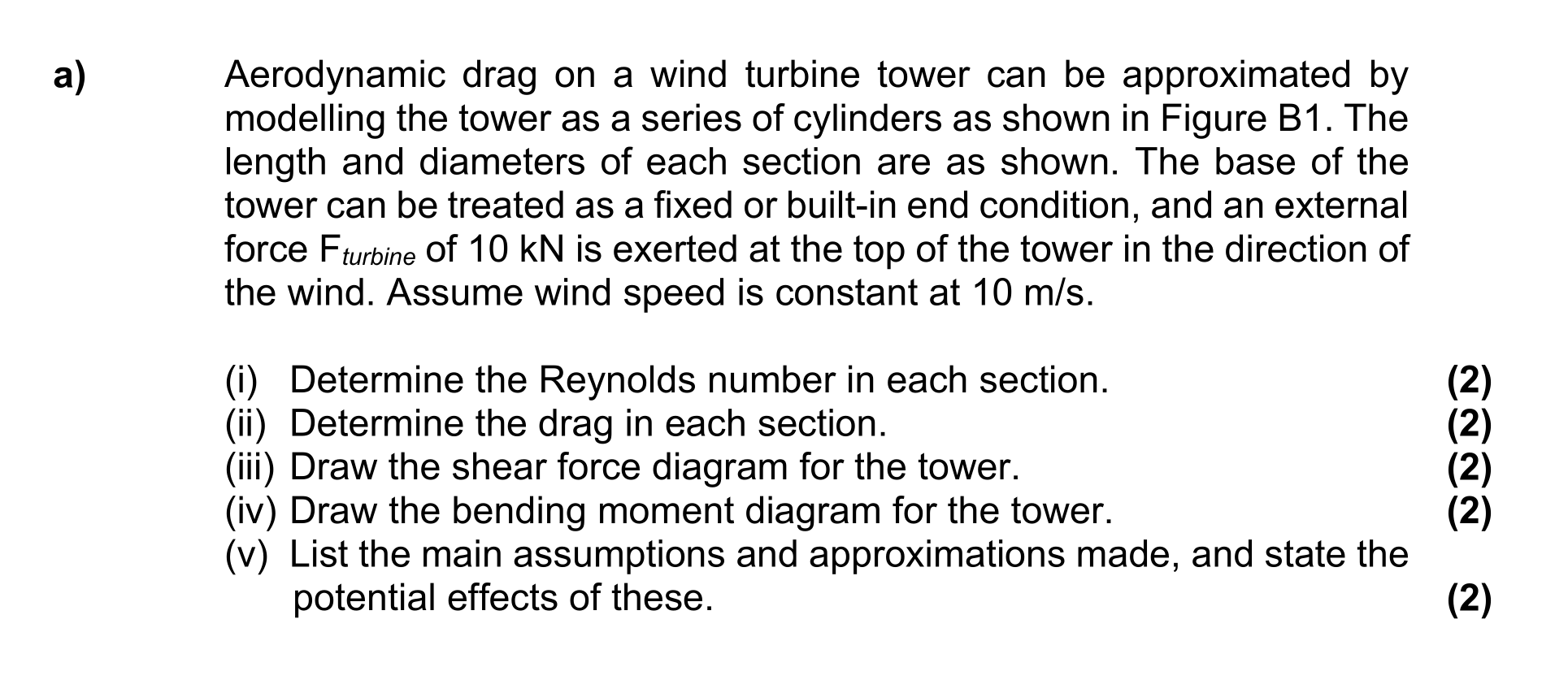 Solved Aerodynamic drag on a wind turbine tower can be | Chegg.com
