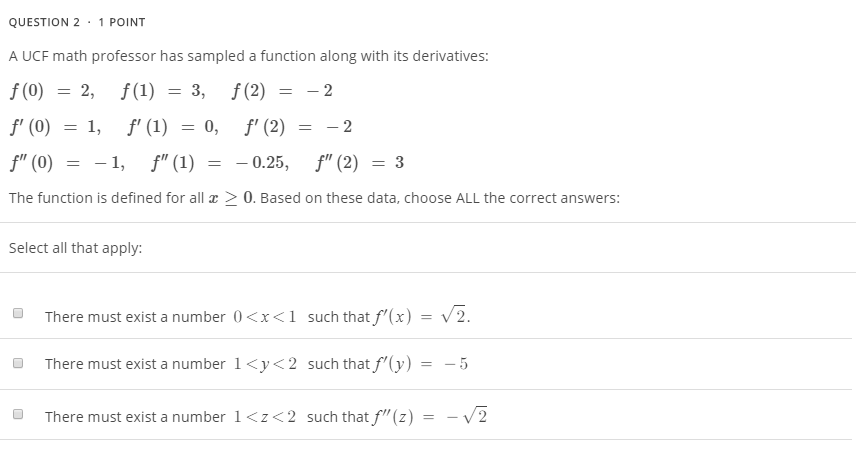 Solved QUESTION 2 · 1 POINT A UCF math professor has sampled | Chegg.com