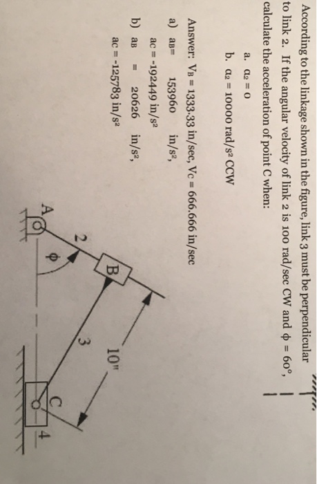 Solved According to the linkage shown in the figure, link 3 | Chegg.com
