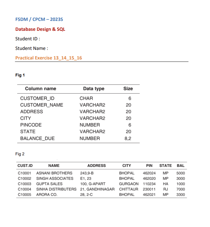 Solved Practical Activity \# 1 Create the table shown in | Chegg.com