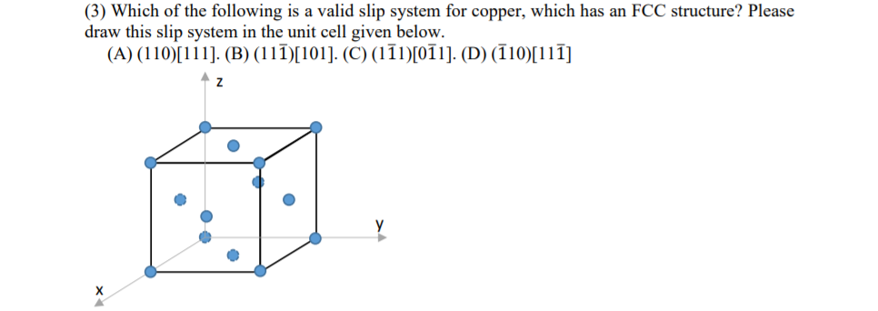Solved (3) Which of the following is a valid slip system for | Chegg.com