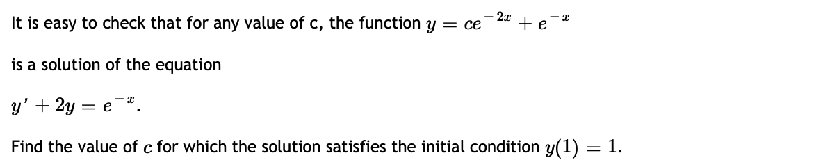 Solved 20 - 2 It is easy to check that for any value of c, | Chegg.com