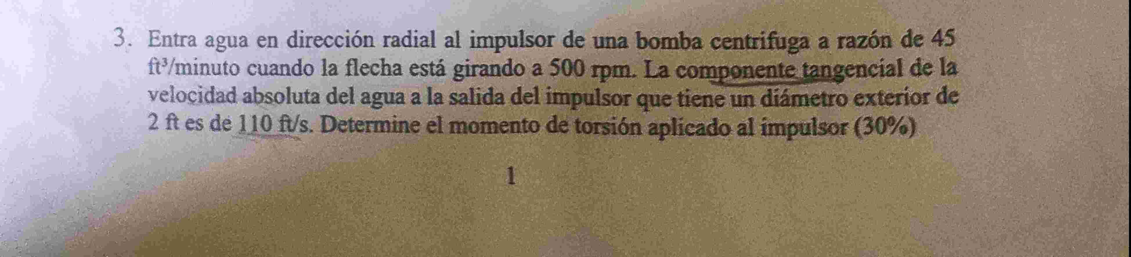 Solved 3. ﻿Entra agua en dirección radial al impulsor de una | Chegg.com
