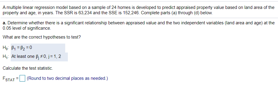 Solved A multiple linear regression model based on a sample | Chegg.com