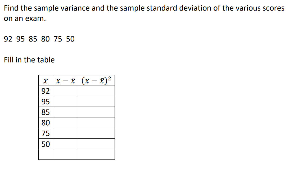 Solved I need help with the sample variance and sample | Chegg.com