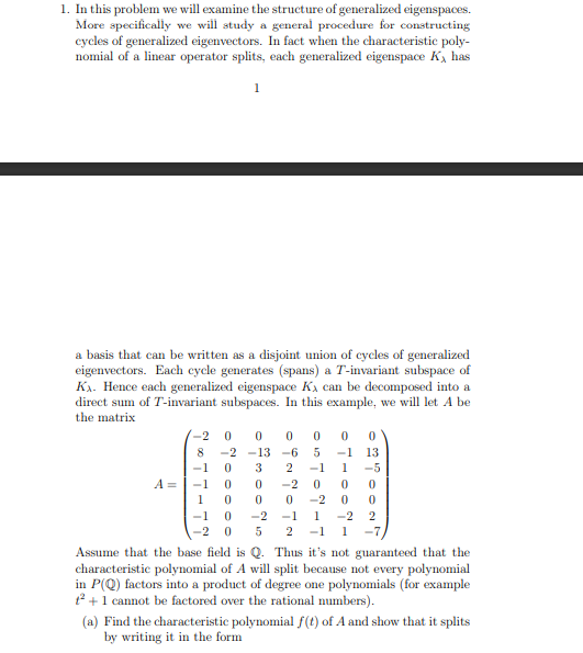 Solved 1. In this problem we will examine the structure of | Chegg.com