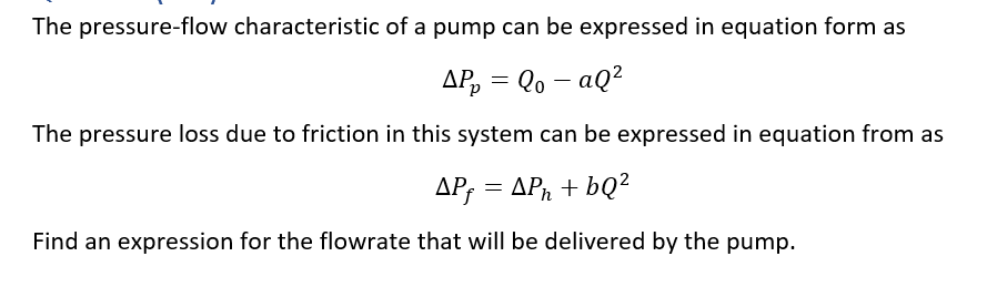Solved The pressure-flow characteristic of a pump can be | Chegg.com