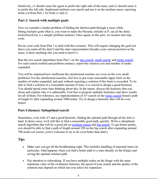 Tasks: Part 1: Basic pathfinding To begin with, you | Chegg.com