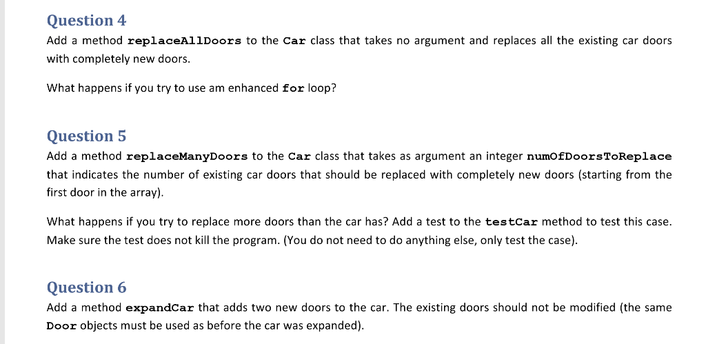 Question 1 Create a class Door with the following UML | Chegg.com