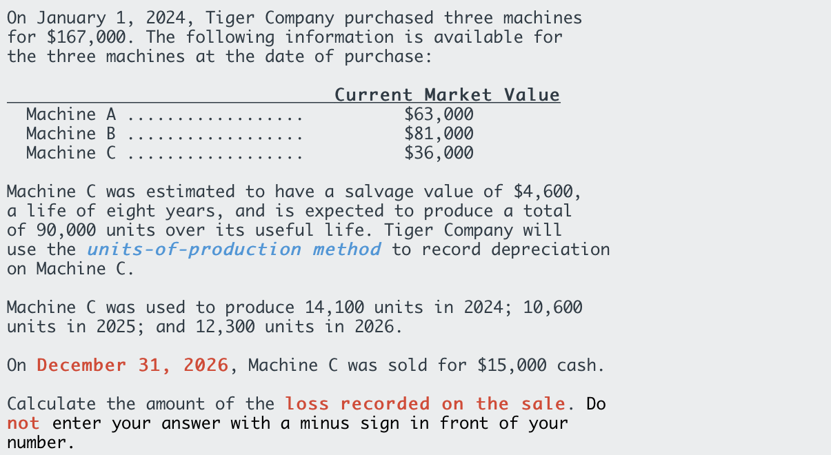 Solved On January 1, 2024, Tiger Company purchased three | Chegg.com
