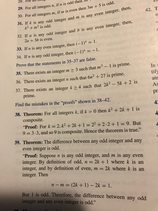 Solved 28. For 29. For all integers n, if n is odd then 3 | Chegg.com