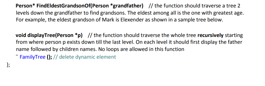 Solved Q5: Implementation of Family Tree-Create a class | Chegg.com