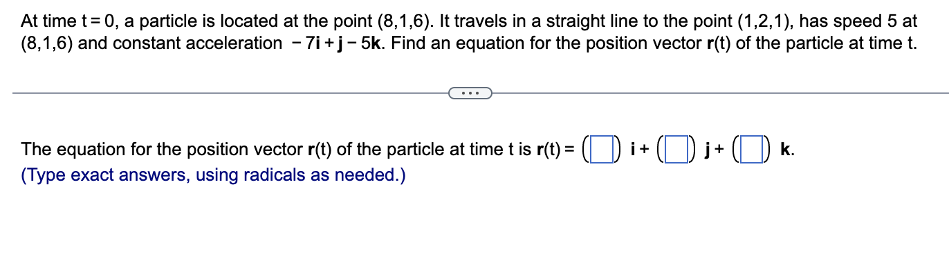 Solved At time t=0, a particle is located at the point | Chegg.com