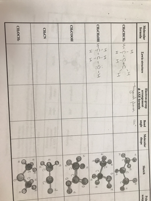 Solved Molecular formula CH3CHCH2 CH3COOH CH3CN CH3 OCH3 | Chegg.com