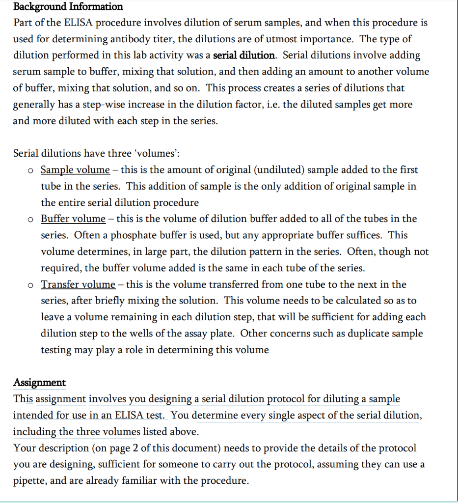 Solved Background Information Part of the ELISA procedure | Chegg.com