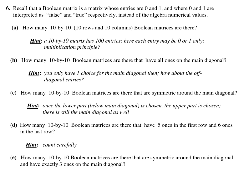 Solved 6 Recall That A Boolean Matrix Is A Matrix Whose