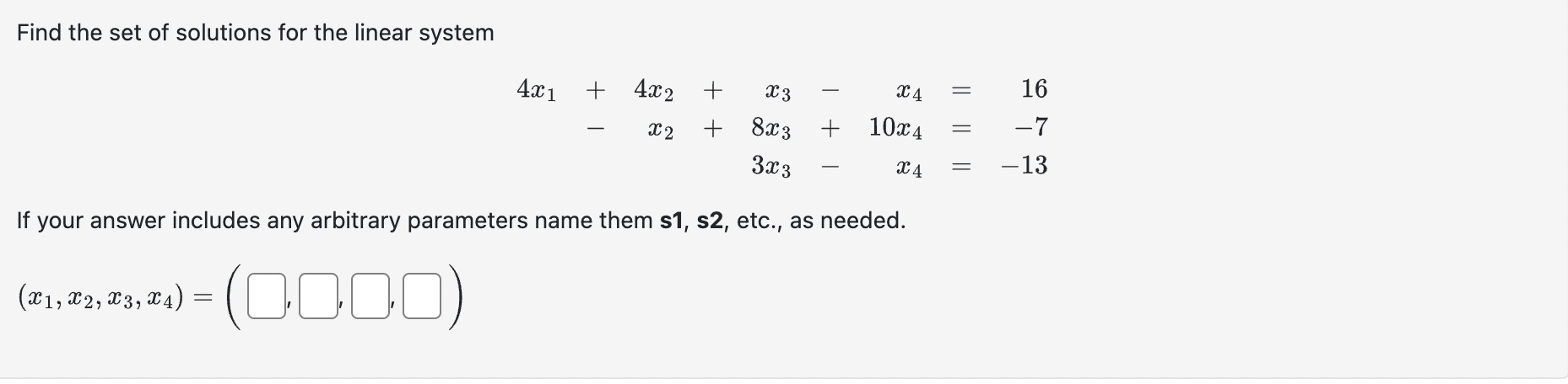 Solved Find the set of solutions for the linear system | Chegg.com