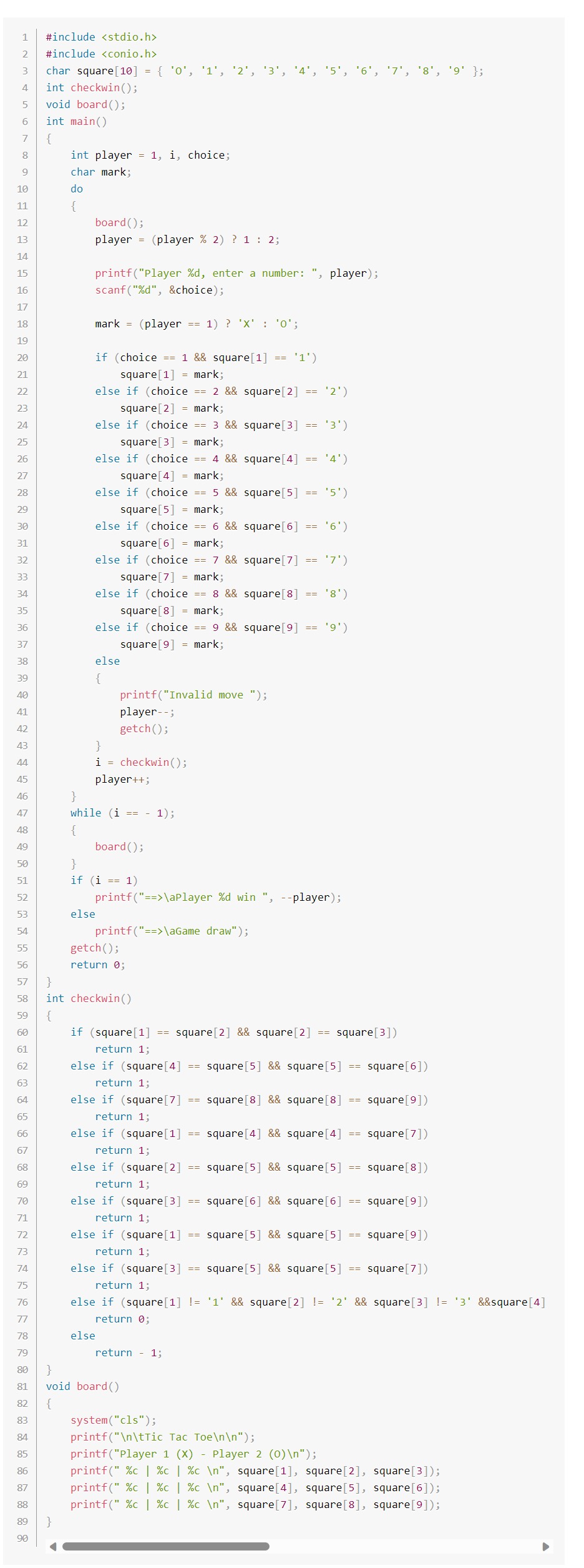 Solved Below is an attachment of a two-player tic tac toe | Chegg.com
