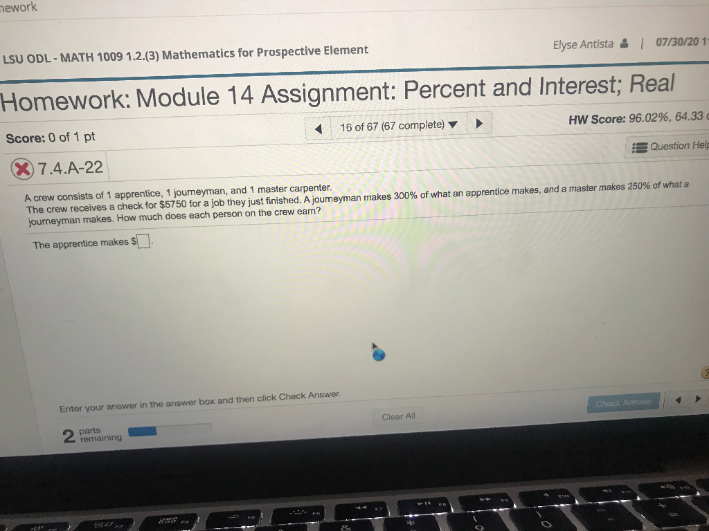 Solved mework Elyse Antista : 1 07/30/201 LSU ODL - MATH | Chegg.com Solved mework Elyse Antista : 1 07/30/201 LSU ODL - MATH | Chegg.com