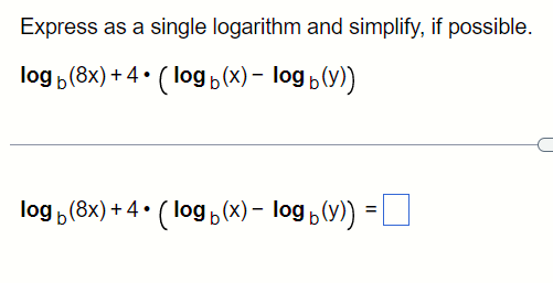 Solved Express as a single logarithm and simplify, if | Chegg.com