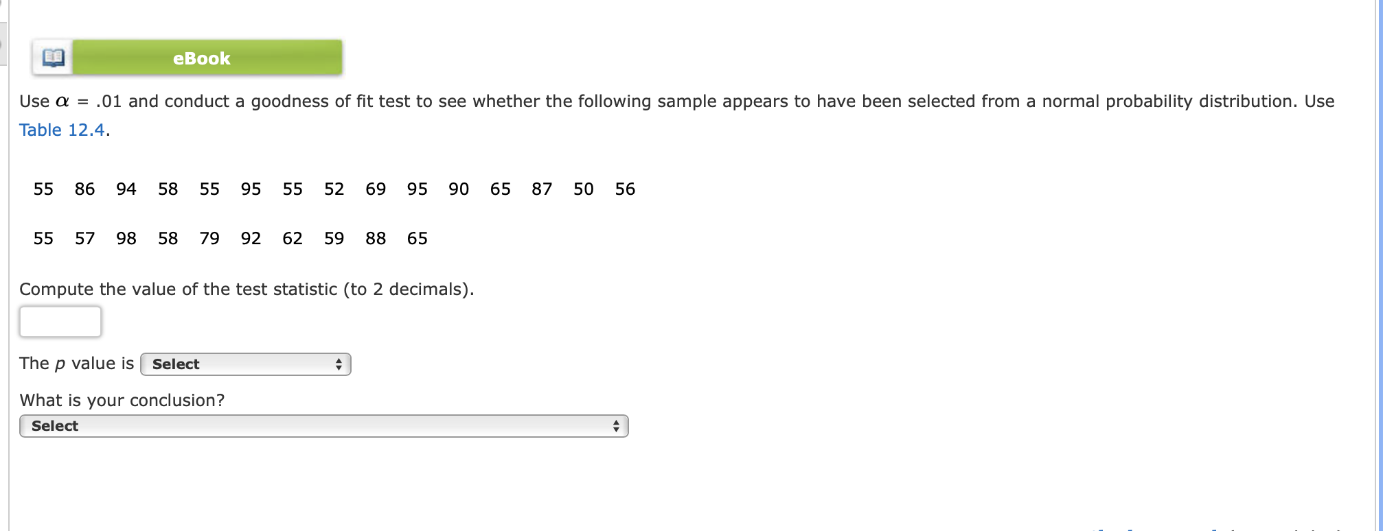 Solved Ebook Use A 01 And Conduct A Goodness Of Fit Test