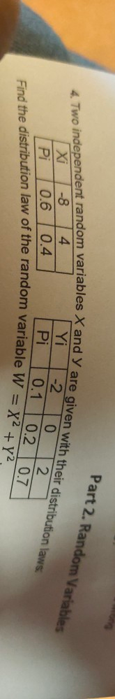 Solved Part 2. Random Variables 4. Two independent random | Chegg.com