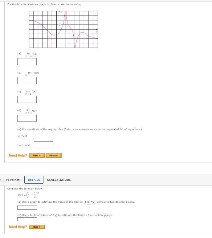 Solved For the function whose graph is given, state the | Chegg.com