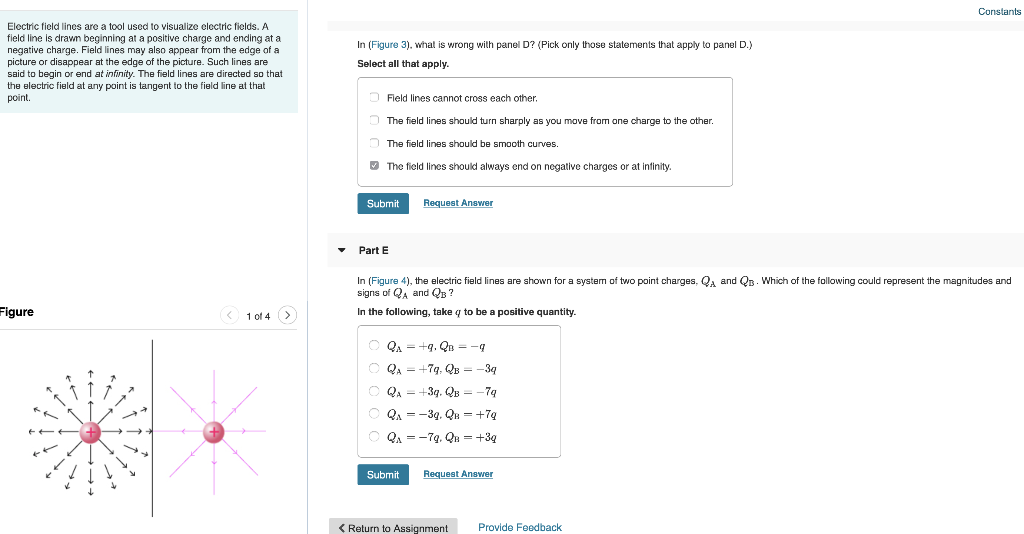 Constants Electric field lines are a tool used to | Chegg.com