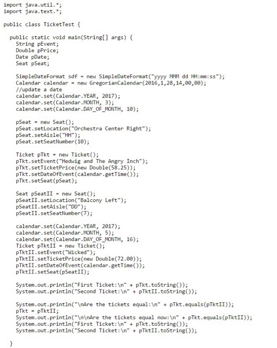 Solved Attached FilesTicket Test java (1.642 KB) Seat and | Chegg.com