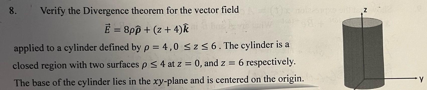 Solved 8. Verify the Divergence theorem for the vector field | Chegg.com