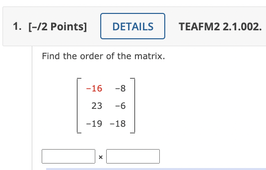 Solved 1. [-12 Points] DETAILS TEAFM2 2.1.002. Find the | Chegg.com