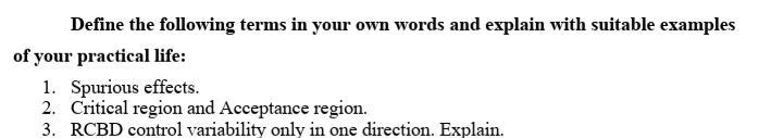 Solved Define the following terms in your own words and | Chegg.com