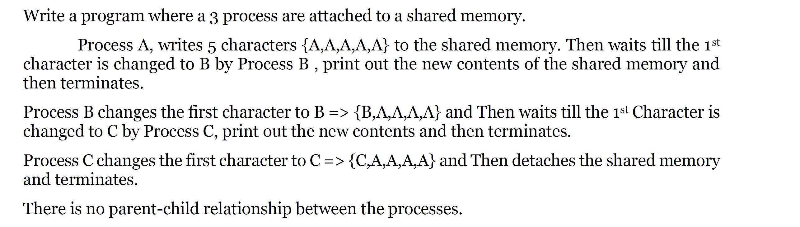 Solved Write a program where a 3 process are attached to a | Chegg.com