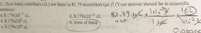 Solved 21. How many centiliters (cL) are there in 81.79 | Chegg.com