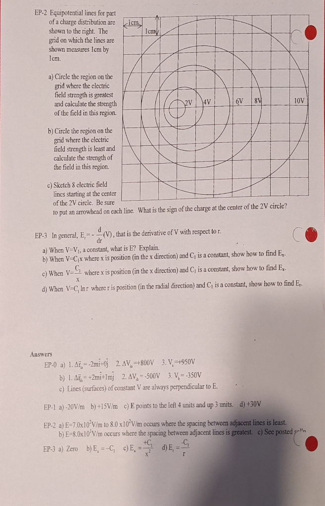 EP-2 Equipotential lines for part of a charge | Chegg.com